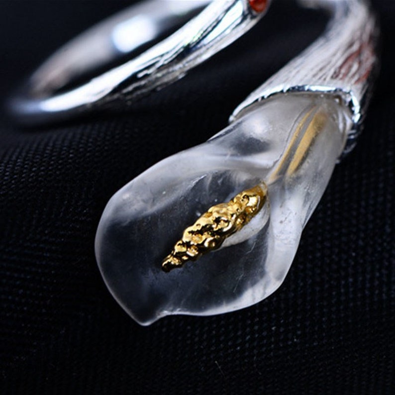 925 Sterling Silver Crystal Calla Lilly Flower Open Garnet - Etsy