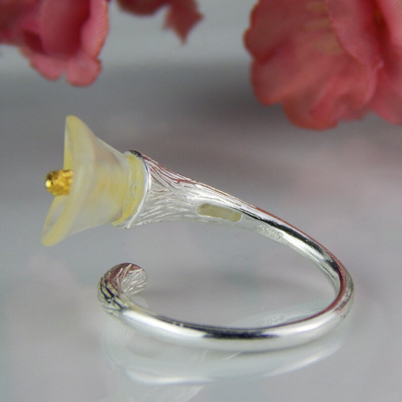 925 Sterling Silver Crystal Calla Lilly Flower Open Garnet - Etsy