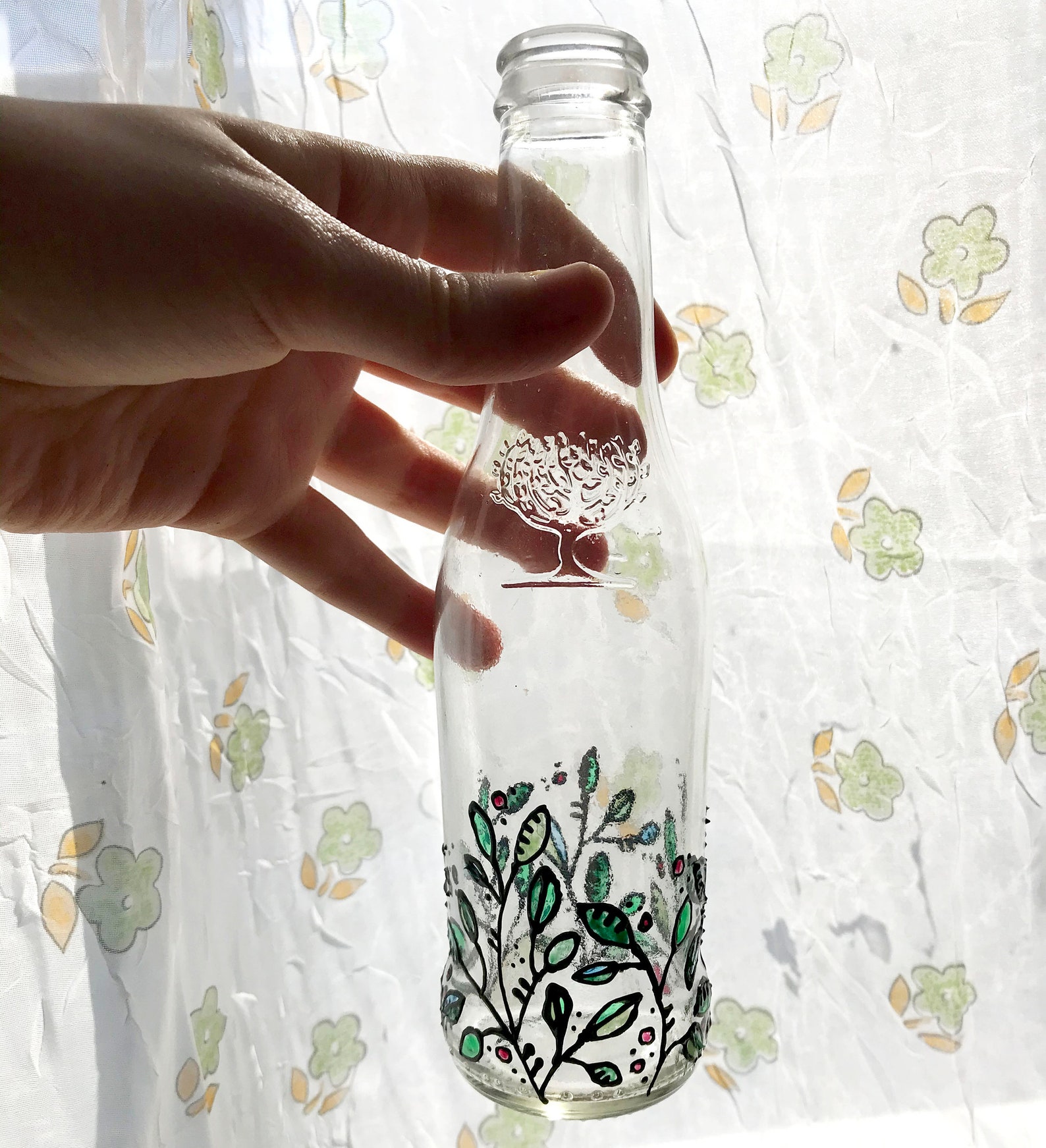 Handpainted Stained Glass Bottle - Etsy