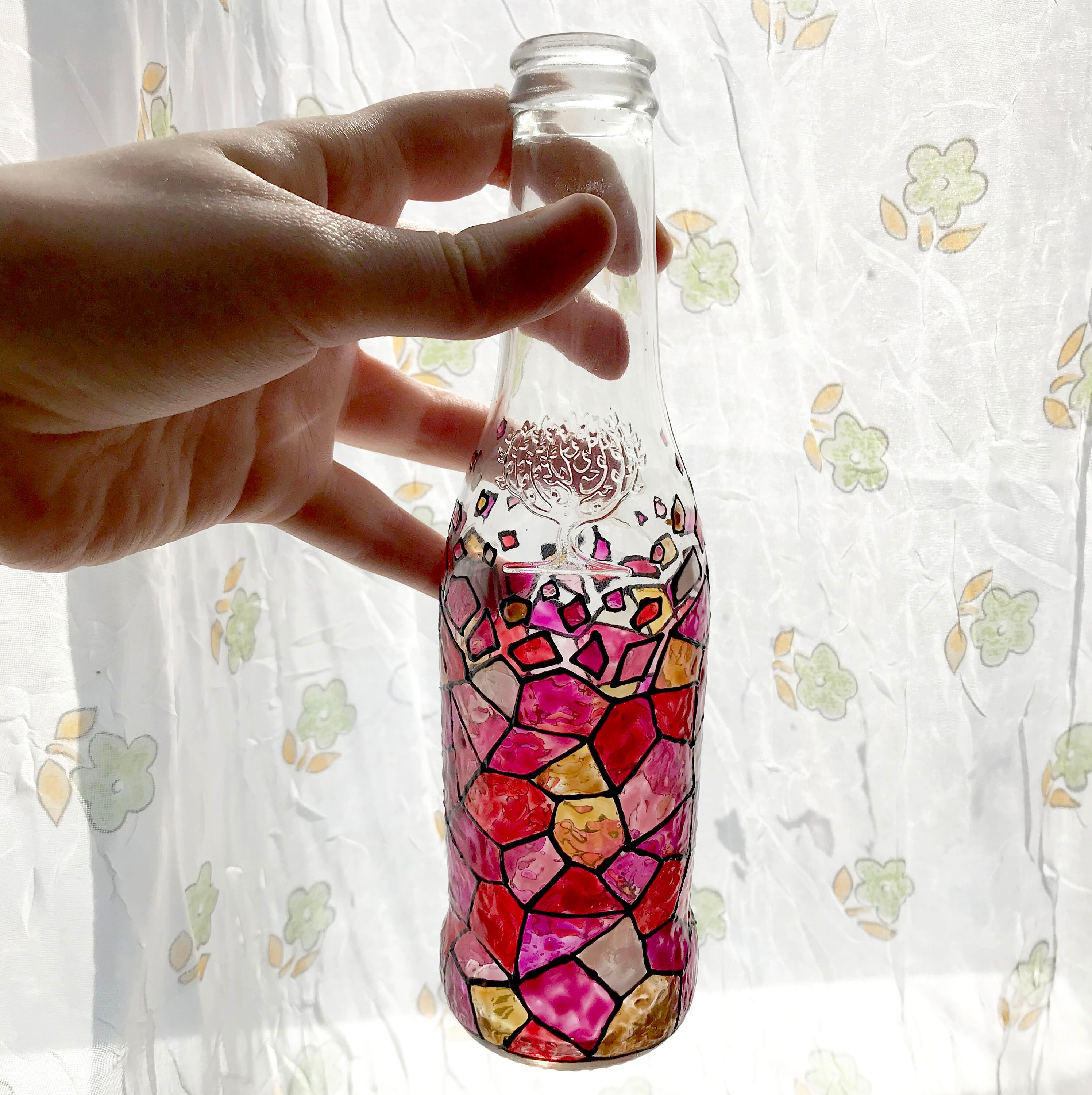 Handpainted Stained Glass Bottle - Etsy
