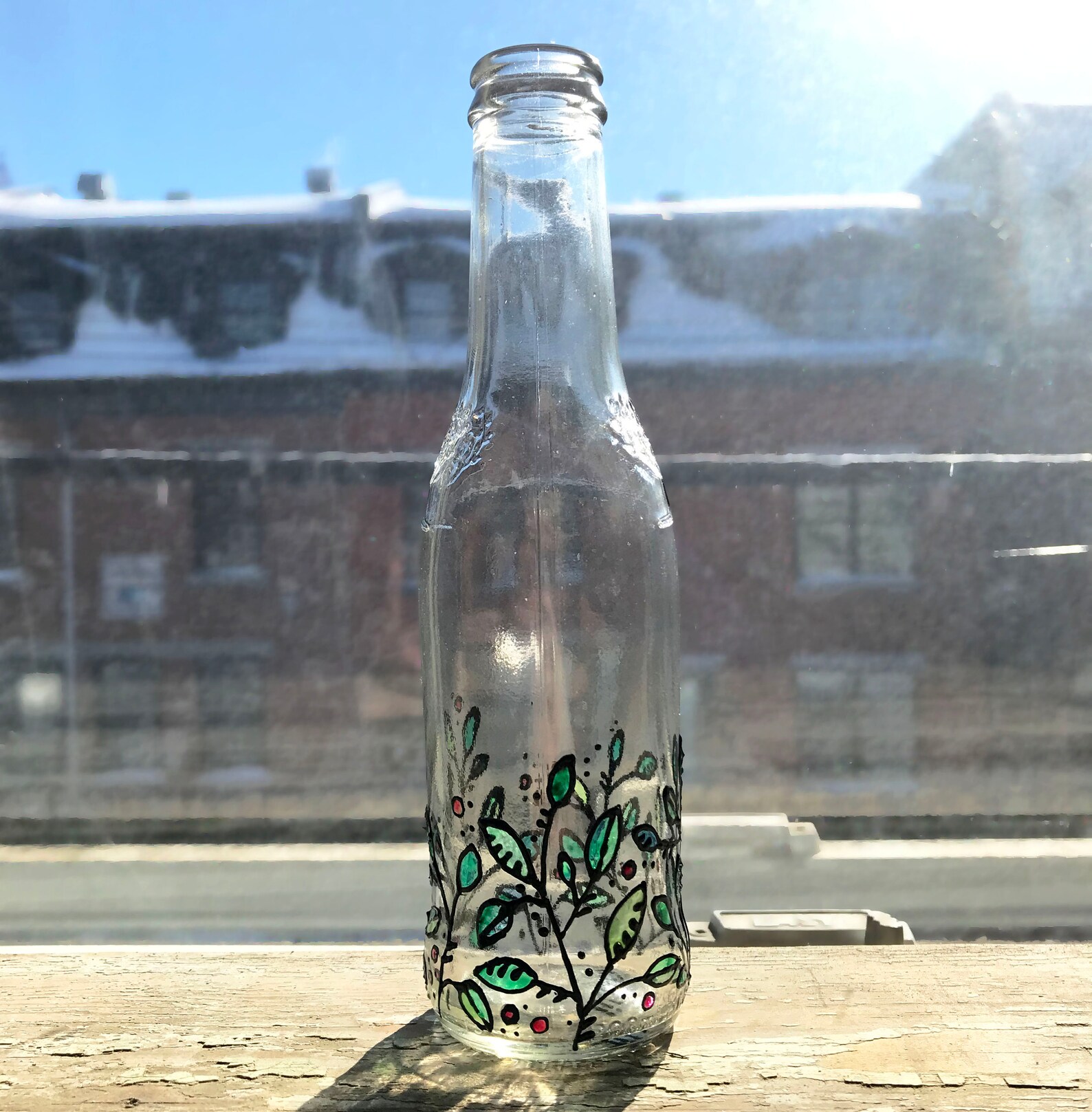 Handpainted Stained Glass Bottle - Etsy