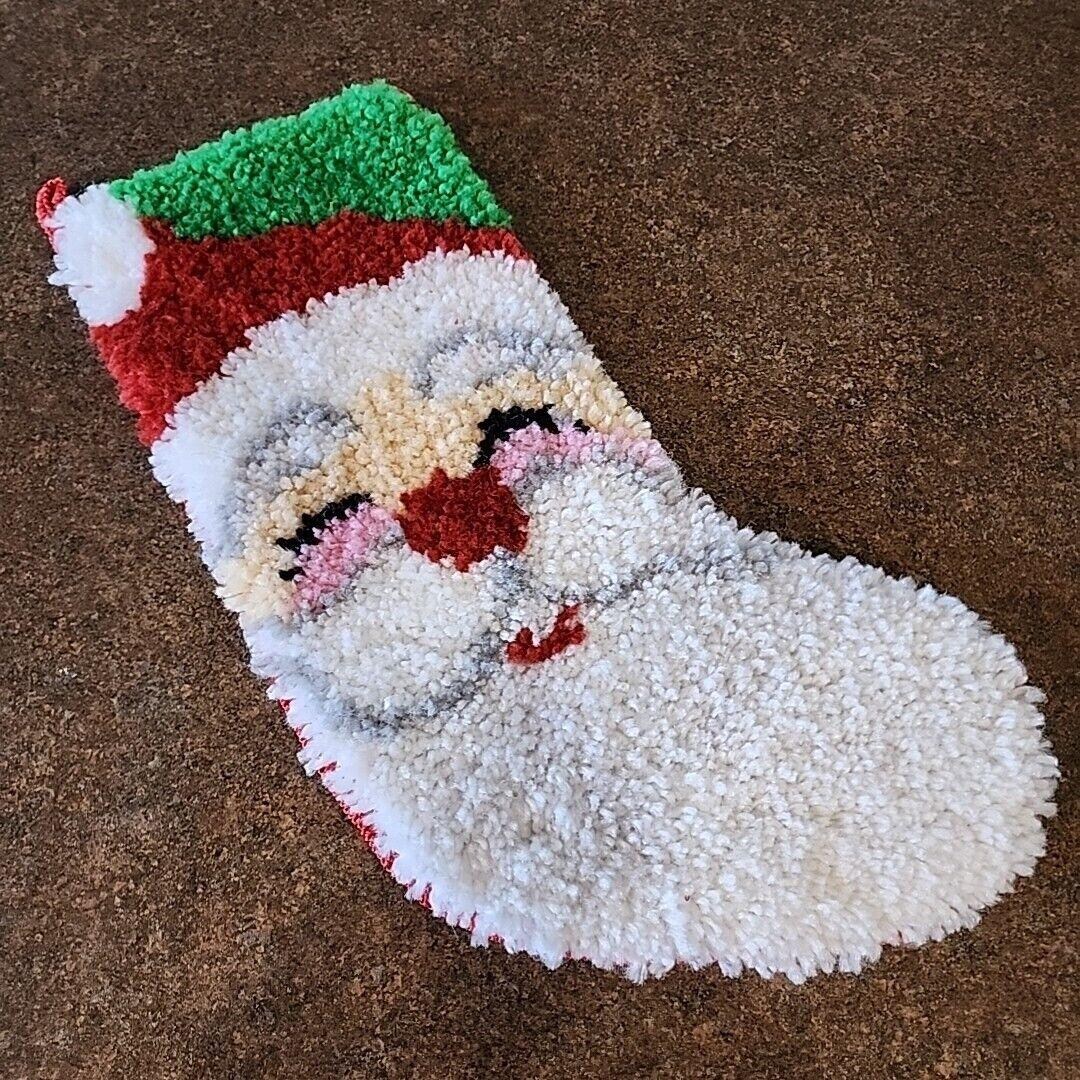 Vintage Latch Hook Santa Claus Stocking Finished 22” - Etsy