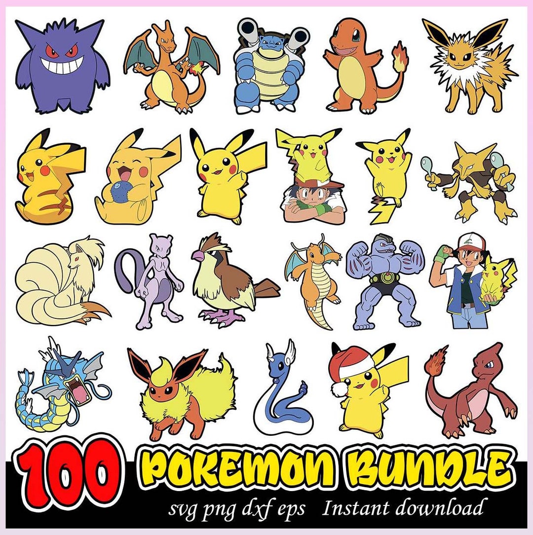 100 Pokemon SVG Bundle for Cricut and Sublimation, Pokemon Cut Files ...