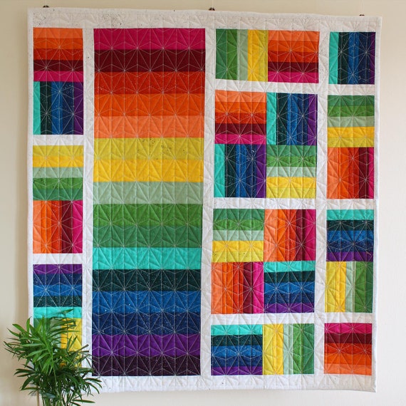 Rainbow Fields Quilt Digital Pattern | Etsy