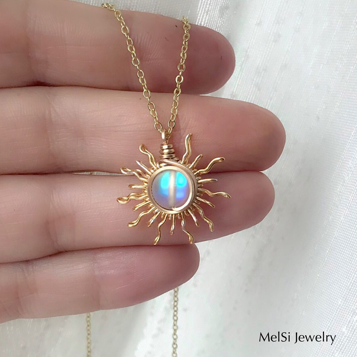 Mystical Aura Sunburst Necklace. Wire Wrapped Sunburst - Etsy