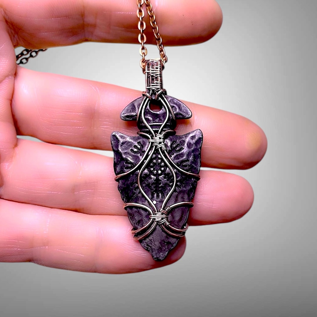 Viking Arrow Pendant. Handmade Copper Jewelry. Wire Wrapped Norse Arrow ...