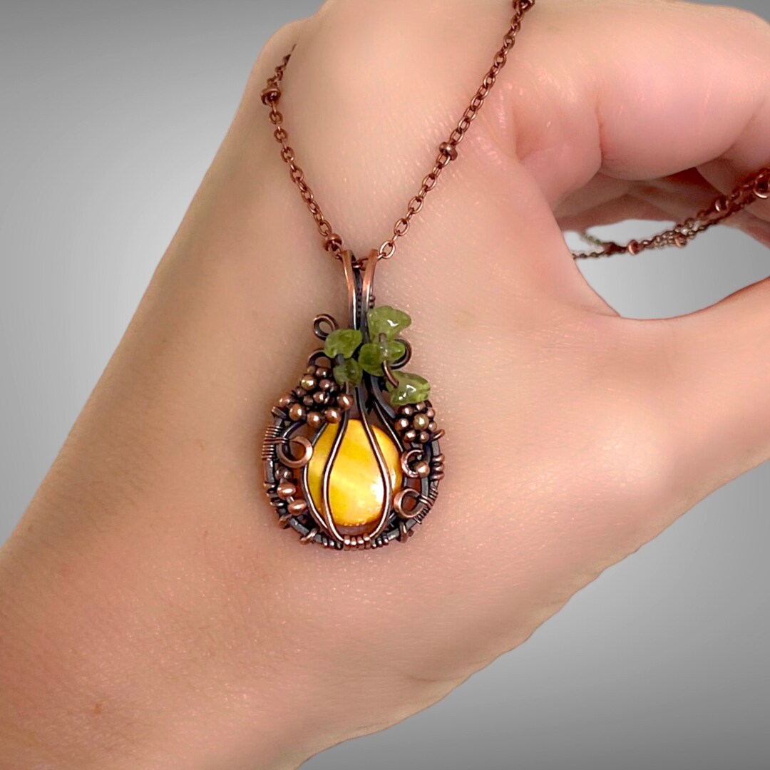 Cute Pumpkin Pendant. Wire Wrapped Pumpkin. Handmade Copper Jewelry ...