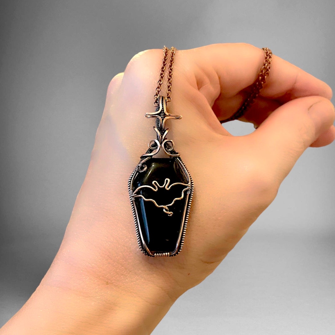 Bat Coffin Pendant. Handmade Copper Jewelry. Wire Wrapped Jewelry ...