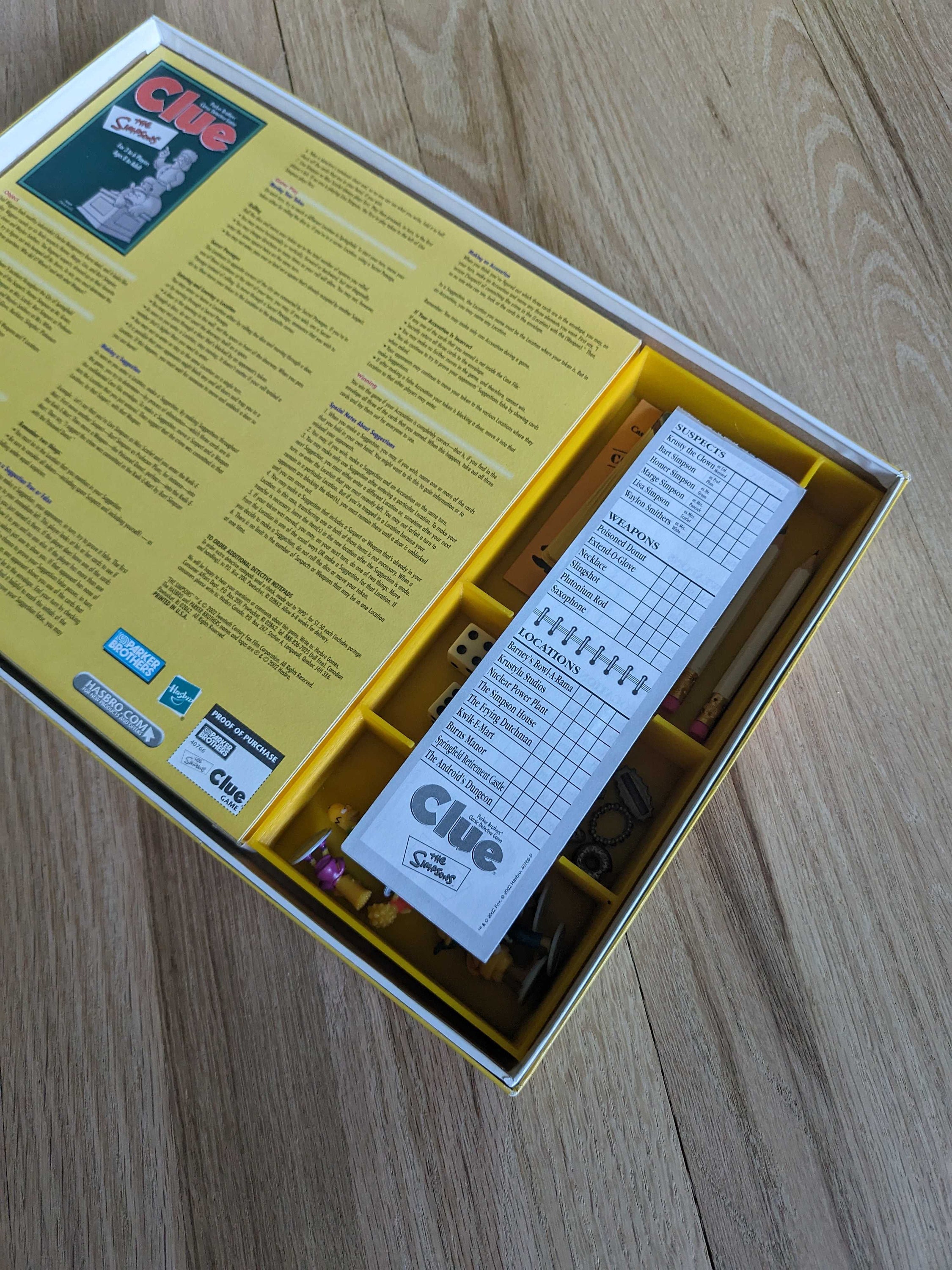 Simpsons Clue Board Game Improved, Custom, Game Piece Organizer - Etsy