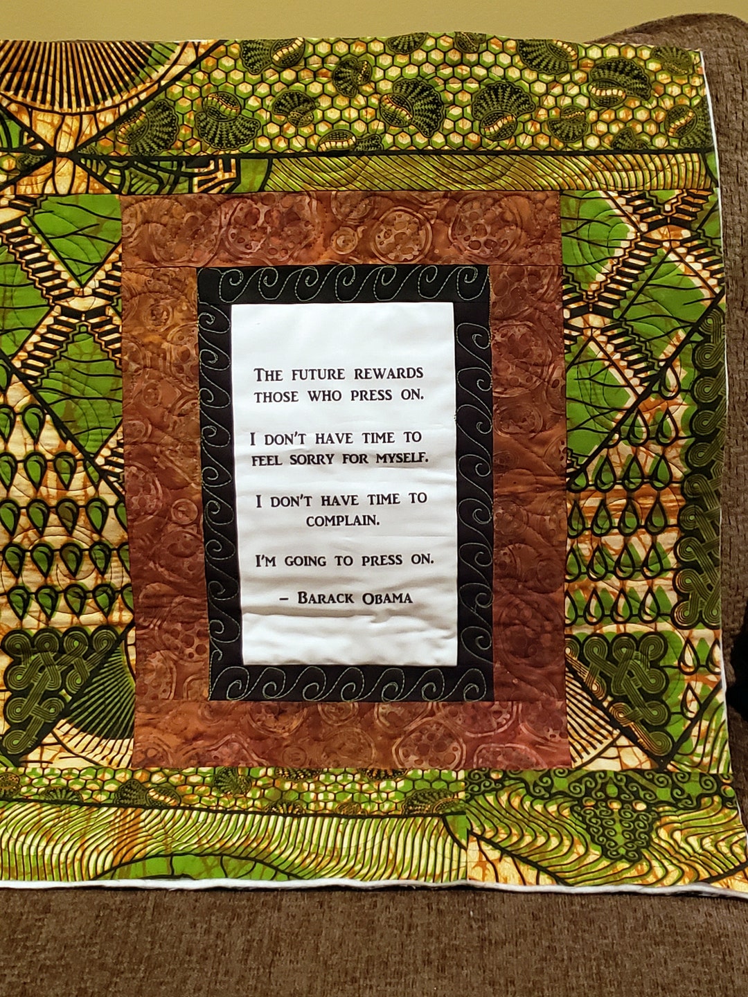 Barack Obama Quilt, African Fabric Quilt, Handmade Quilted Wall Hanging ...