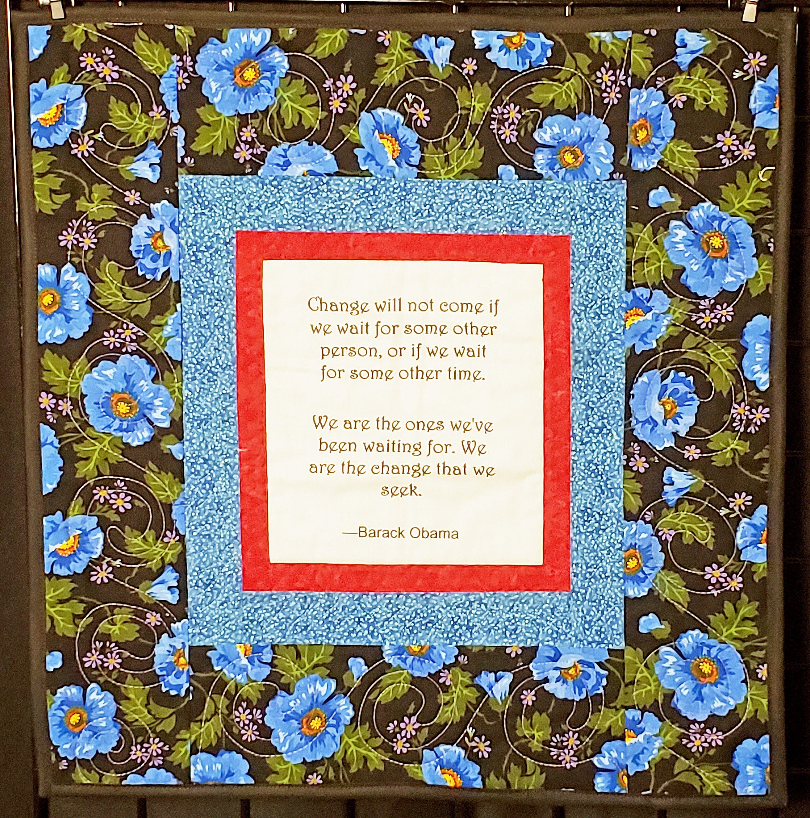 Barack Obama Quilt, African Fabric Quilt, Handmade Quilted Wall Hanging ...