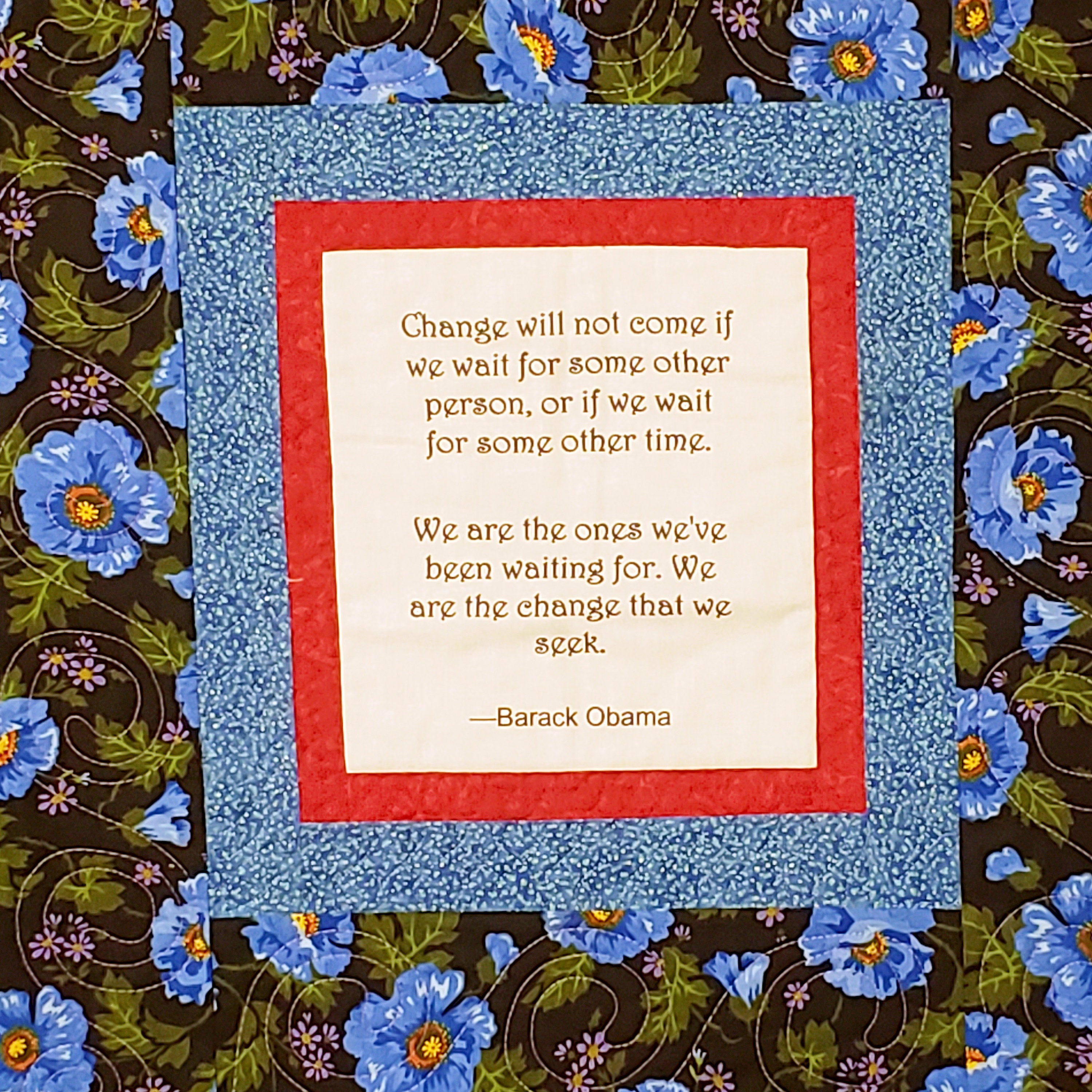 Barack Obama Quilt, African Fabric Quilt, Handmade Quilted Wall Hanging ...