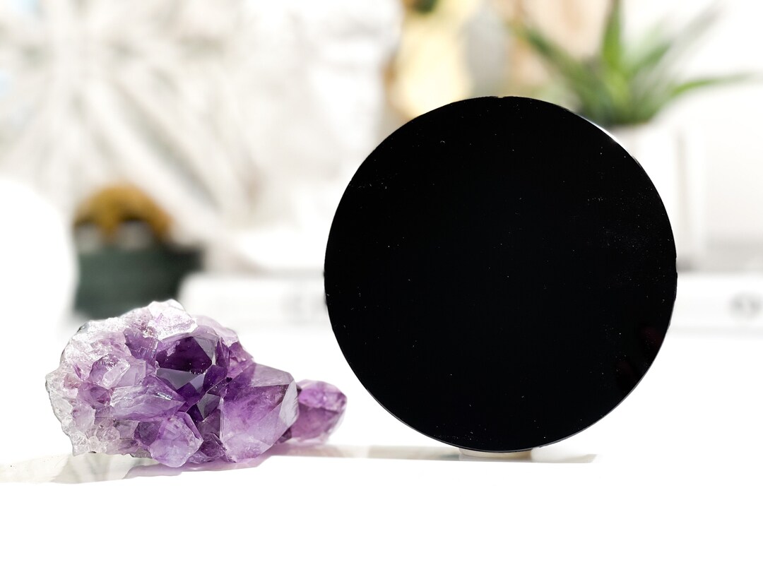 Amethyst Cluster & Black Obsidian Scrying Mirror Set - Etsy