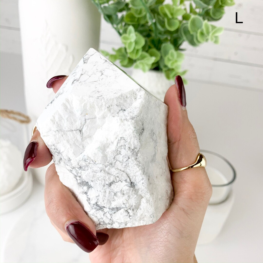 Large Howlite Crystal Tower: Polished Healing Point, Home Decor - Etsy