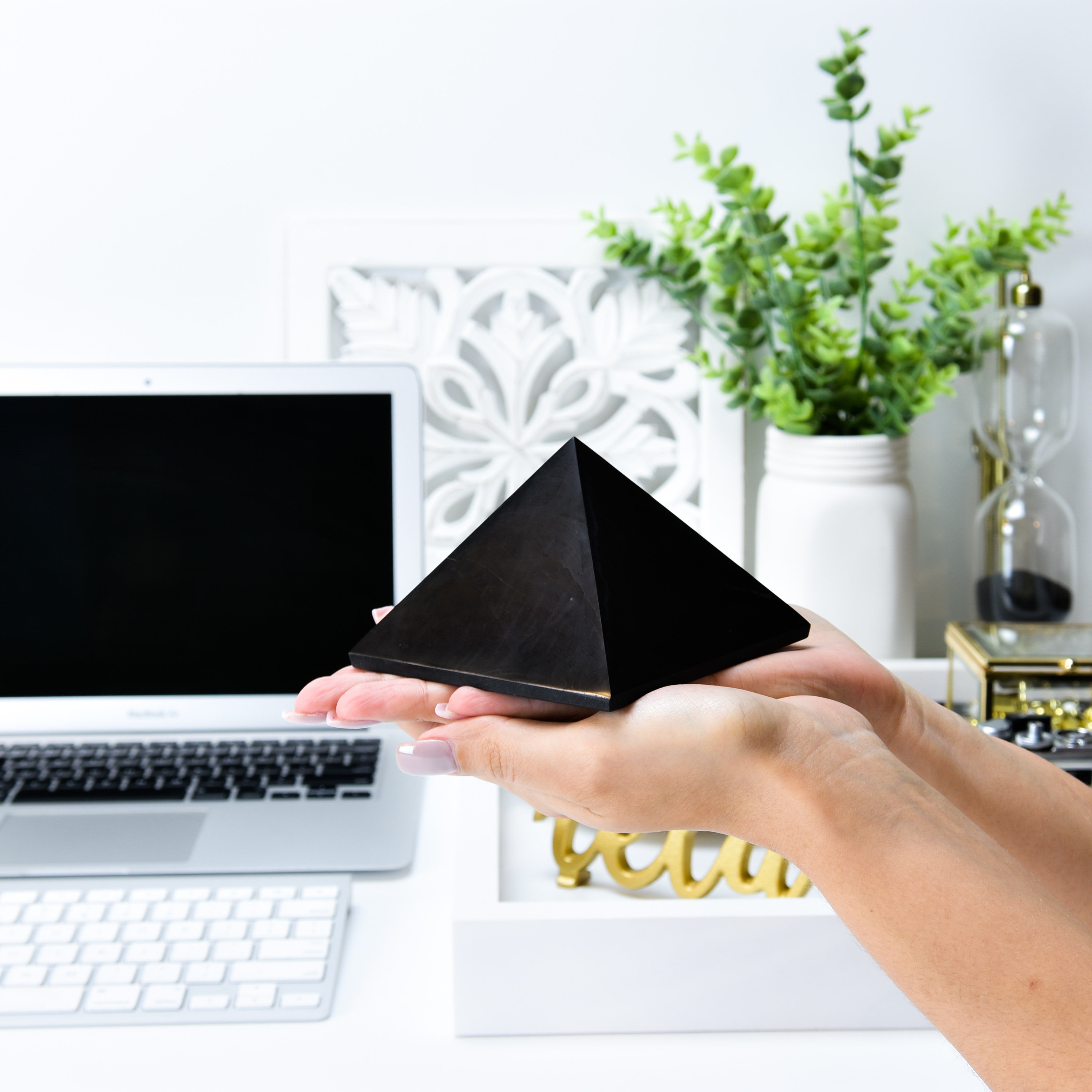 Shungite Pyramid Large Shungite Stone Pyramid EMF Protection Real ...