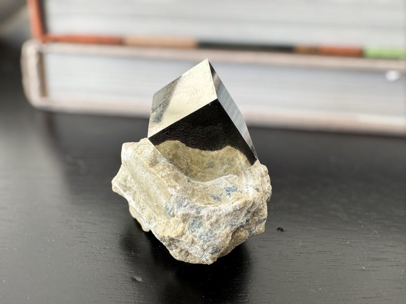 Pyrite Cube - Navajún Pyrite Crystal Cube in Matrix – Natural Spanish ...