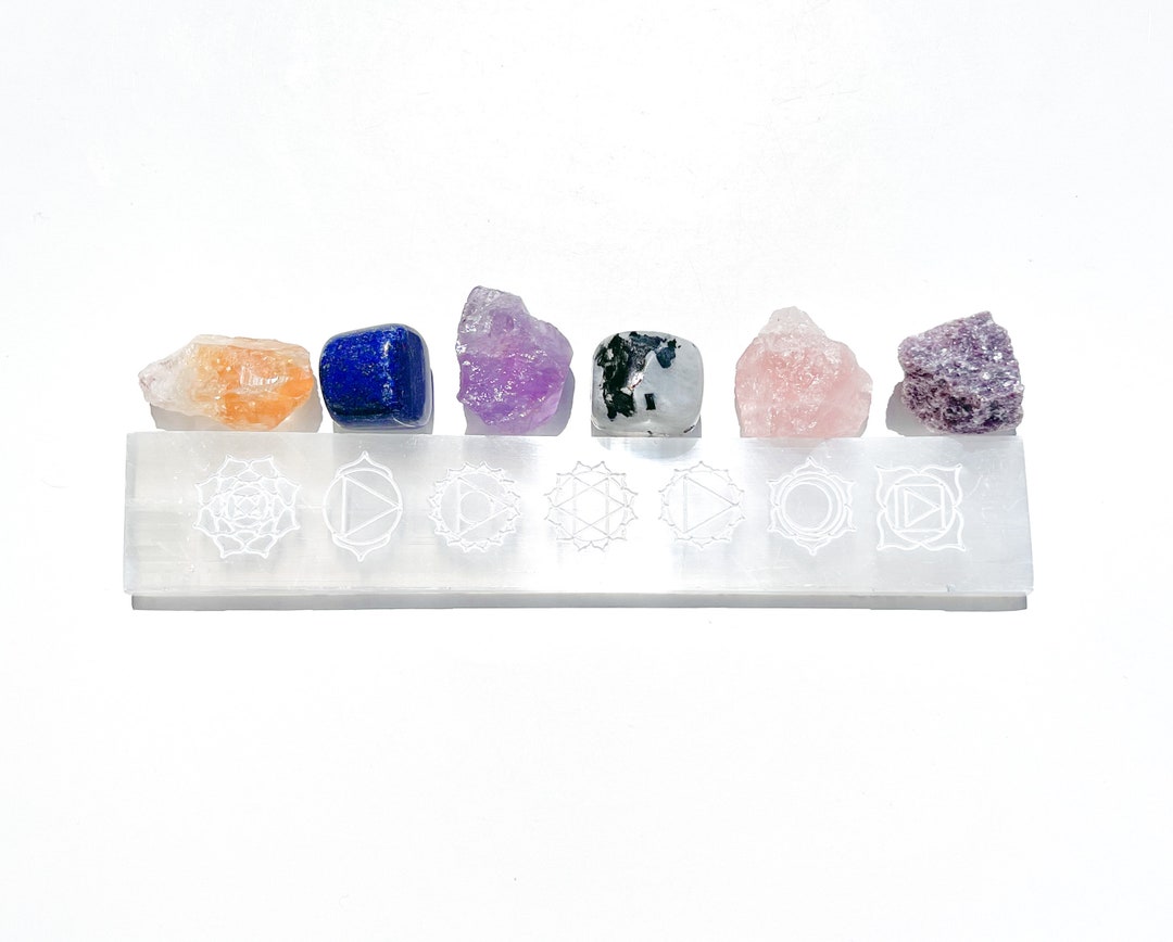 Libra Zodiac Crystal Set: Chakra Selenite Charging Plate - Etsy