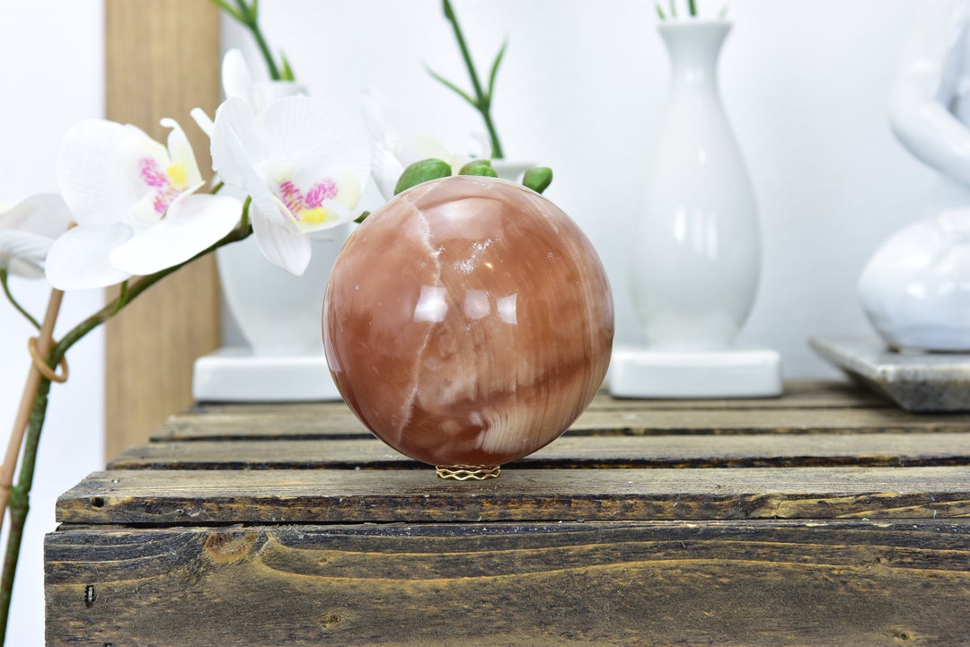 Red Calcite, Rose Calcite Crystal Sphere: Stunning, Hand-polished ...