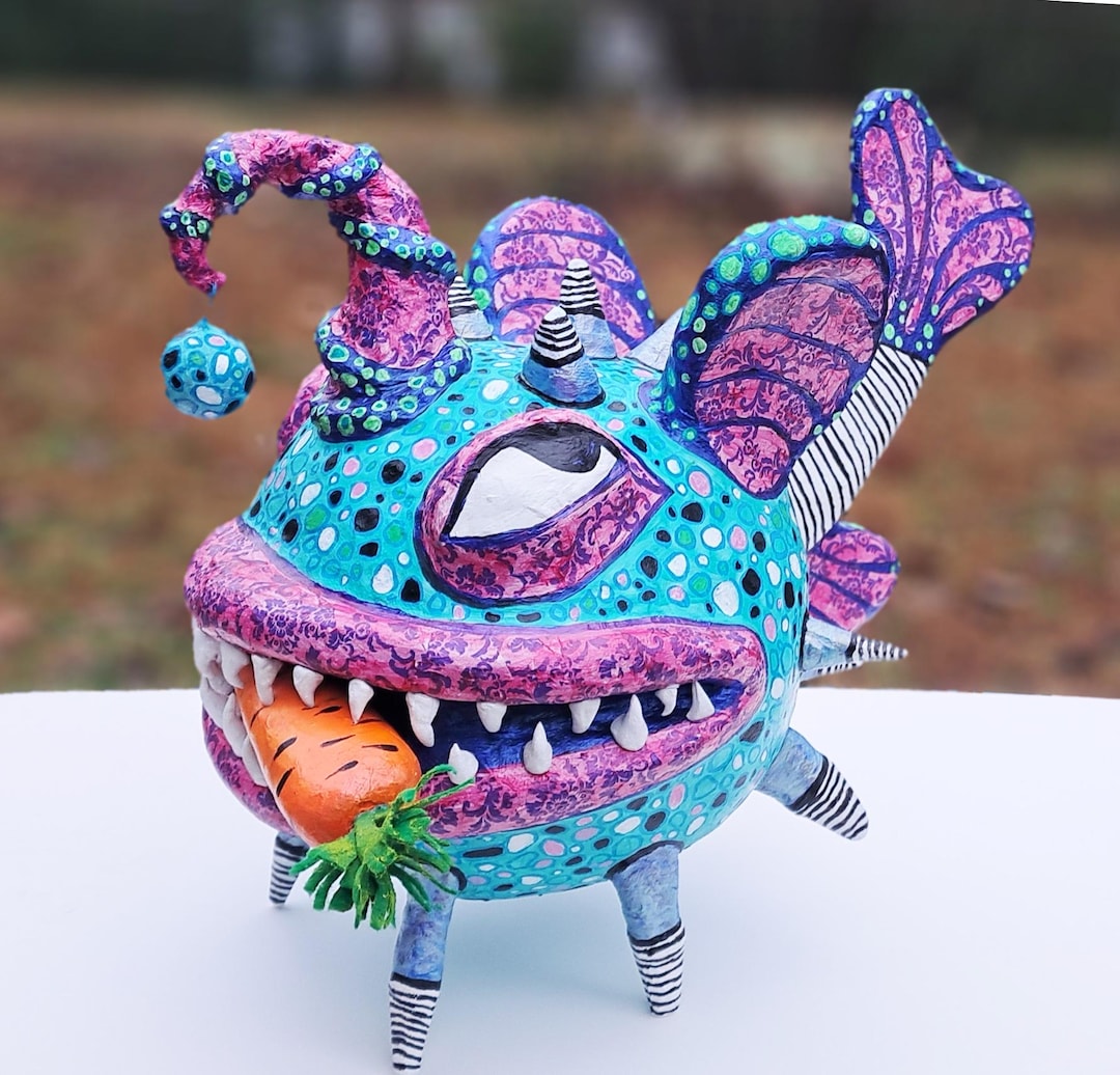 Custom Monster Sculpture – Hand-painted Papier-mâché Creature Art (made ...