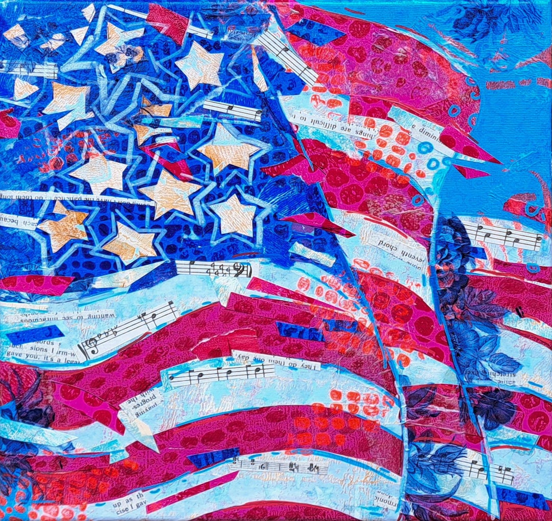 USA Flag Decor: Unique Paper Collage Sealed With UV Varnish – 10x10 ...