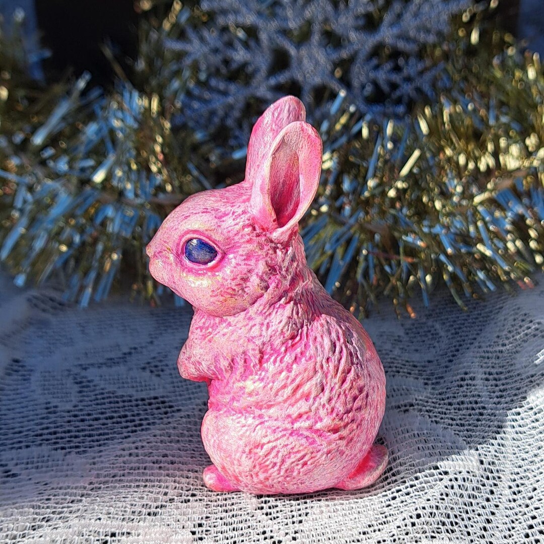Pink Concrete Rabbit, Small Cottagecore Garden Figurine - Etsy