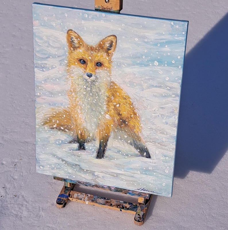 Snow Storm Fox Original Acrylic Painting, 16x20 Winter Wildlife Art ...