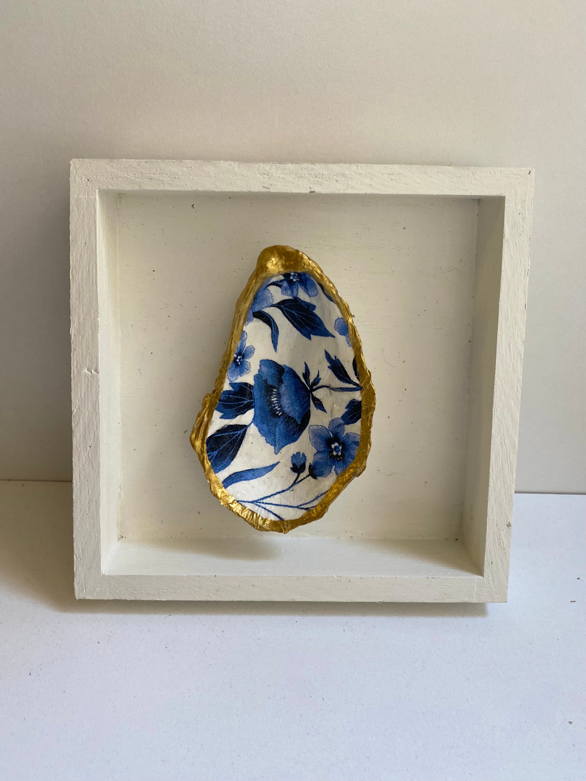 Oyster Shell 4x4 Shadow Box Wall Hanging Wall Decor Coastal Design ...