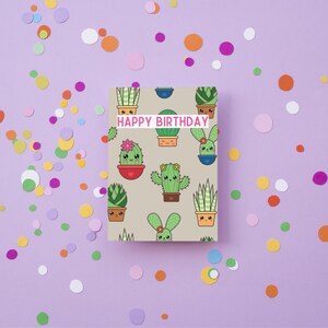 Happy Cactus Printable Birthday Card Cute Birthday Card Fun - Etsy