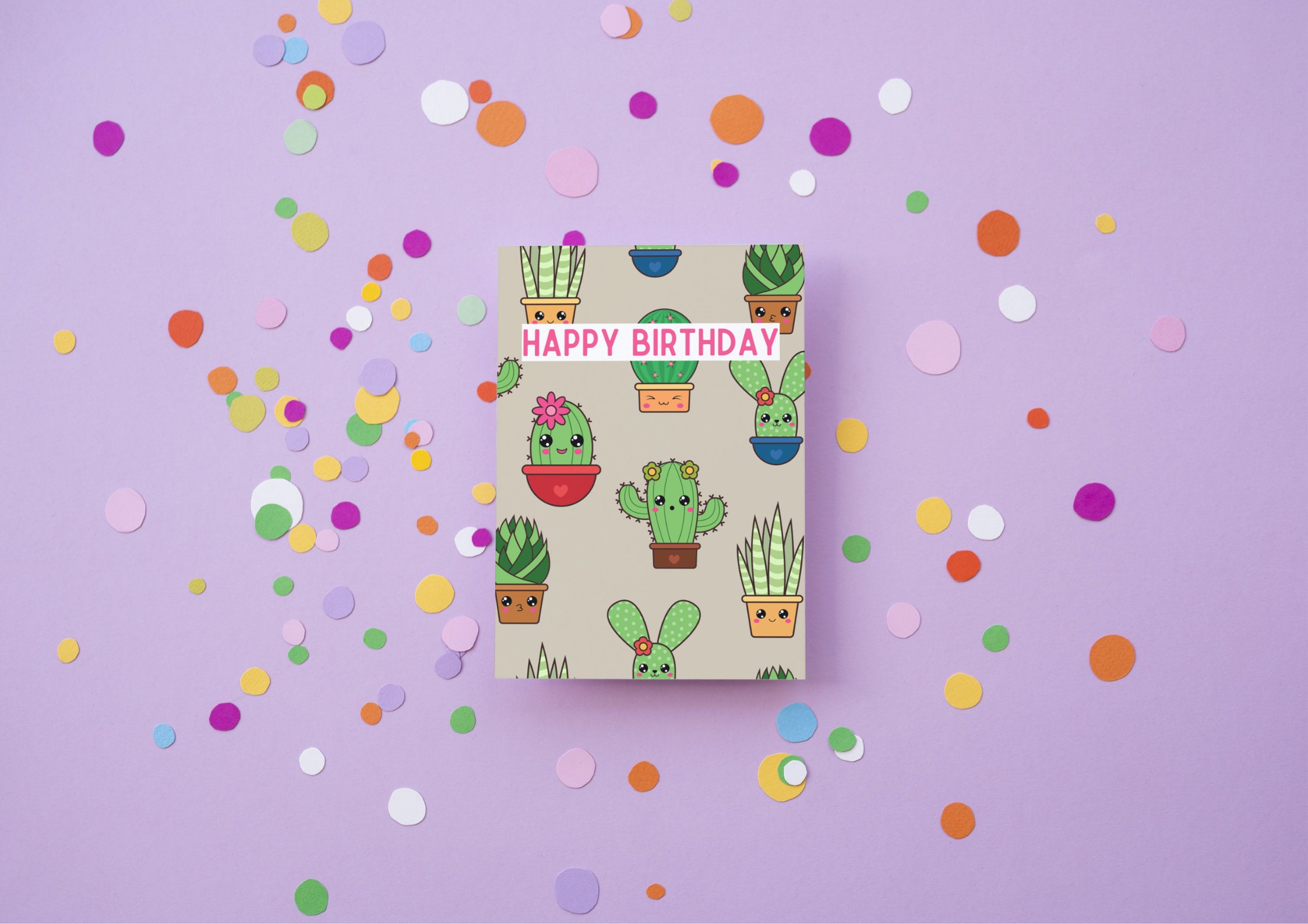 Happy Cactus Printable Birthday Card Cute Birthday Card Fun - Etsy
