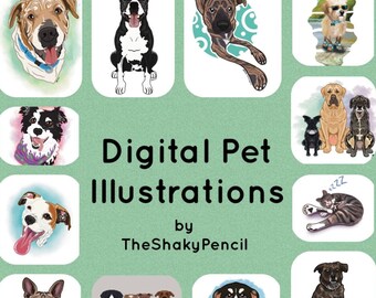 Cartoon Happy Kids With Pets. Portraits of Cute Children With - Etsy