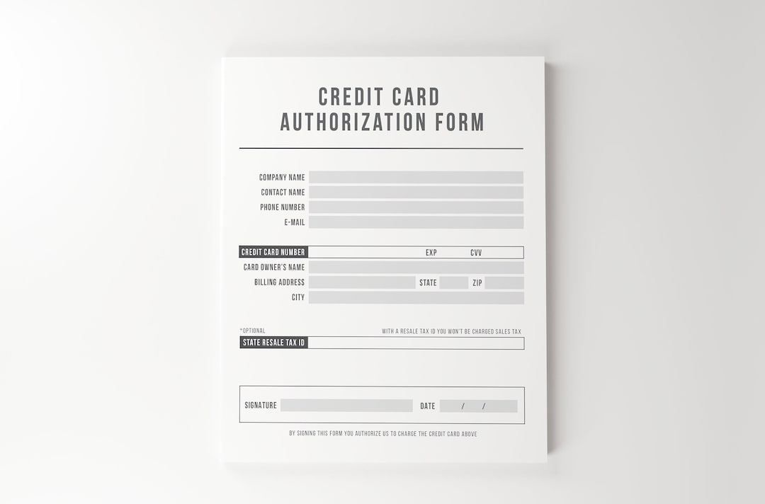 Credit Card Authorization Form - Etsy