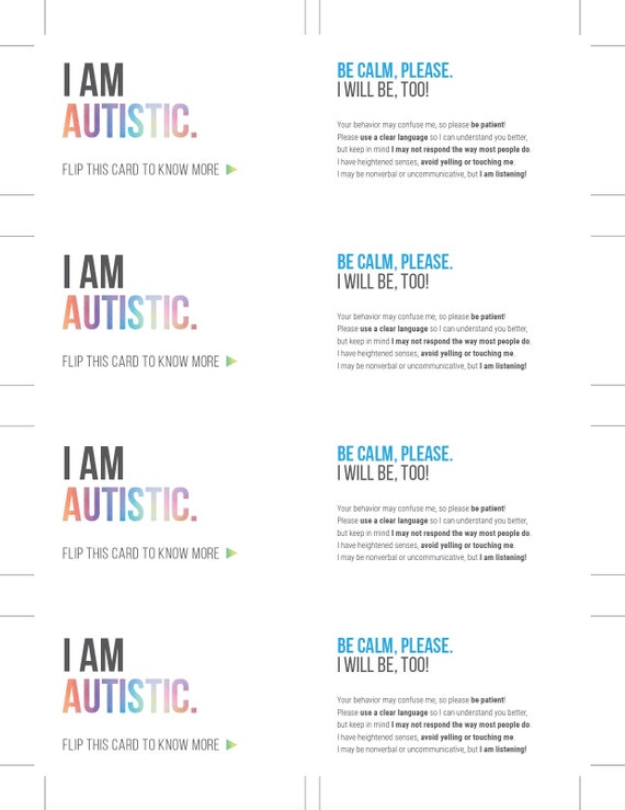 Stationery Business & Calling Cards Two Sizes Free Shipping Autism ...
