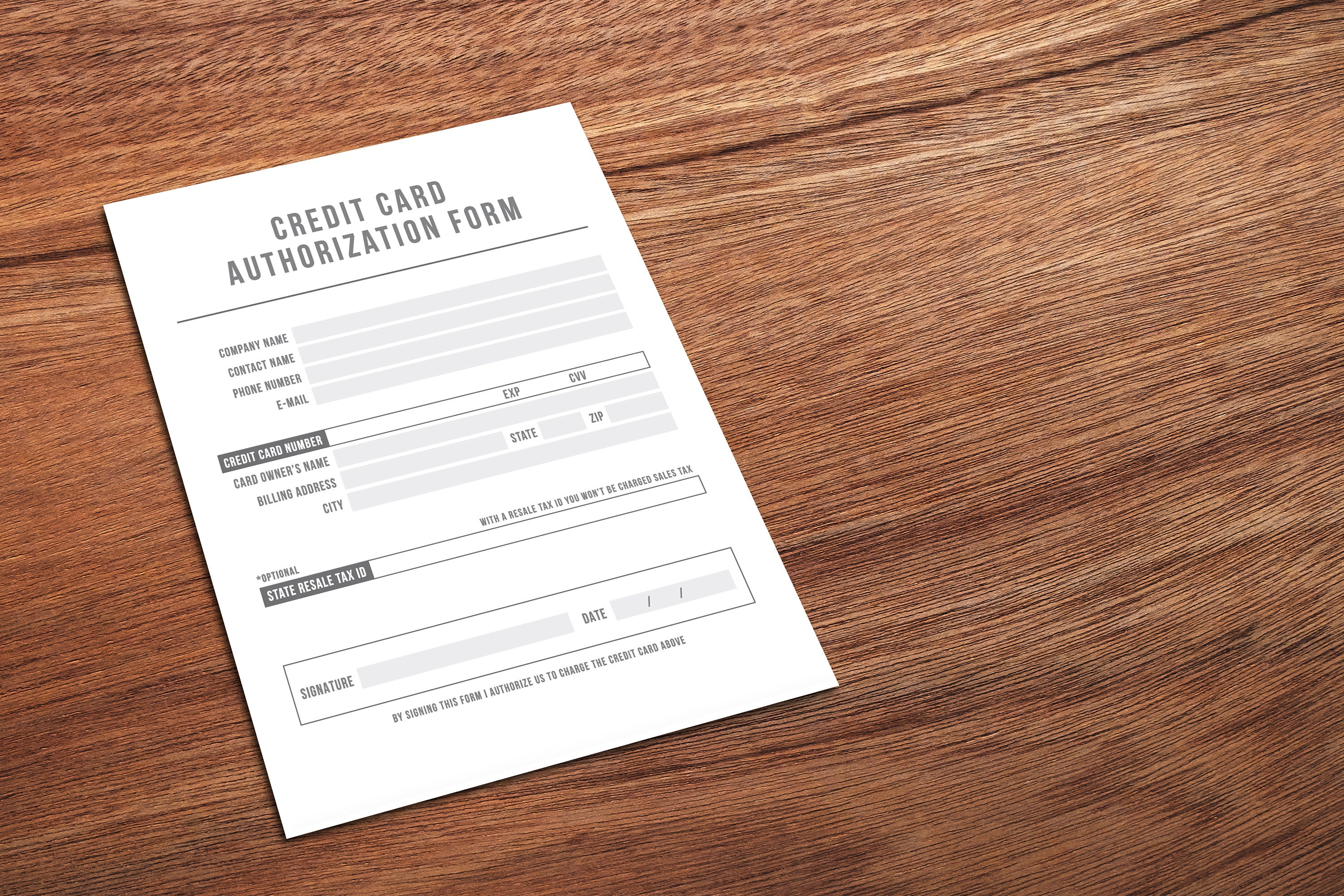 Credit Card Authorization Form - Etsy