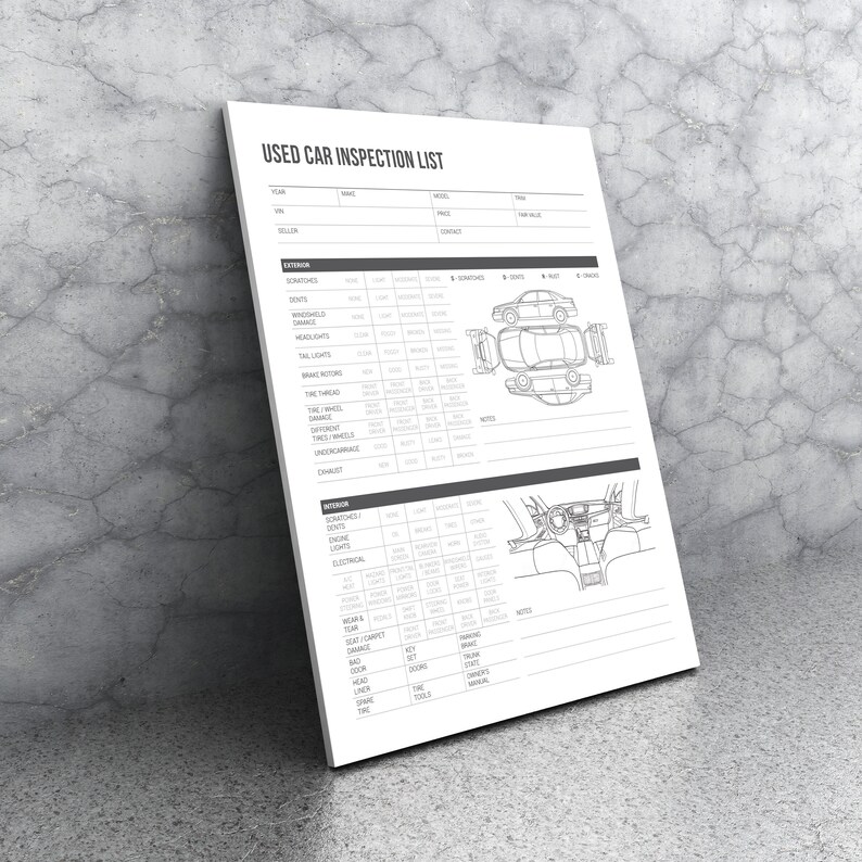 Used Car Inspection Checklist - Etsy