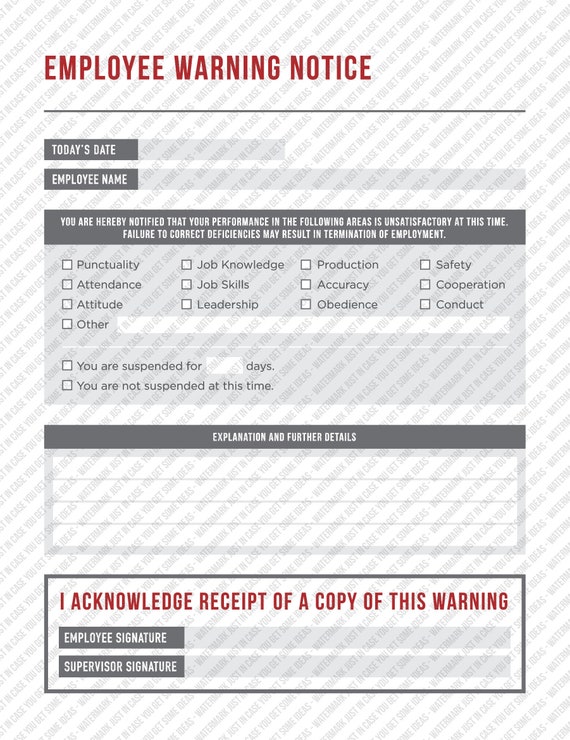 Employee Warning Notice | Etsy