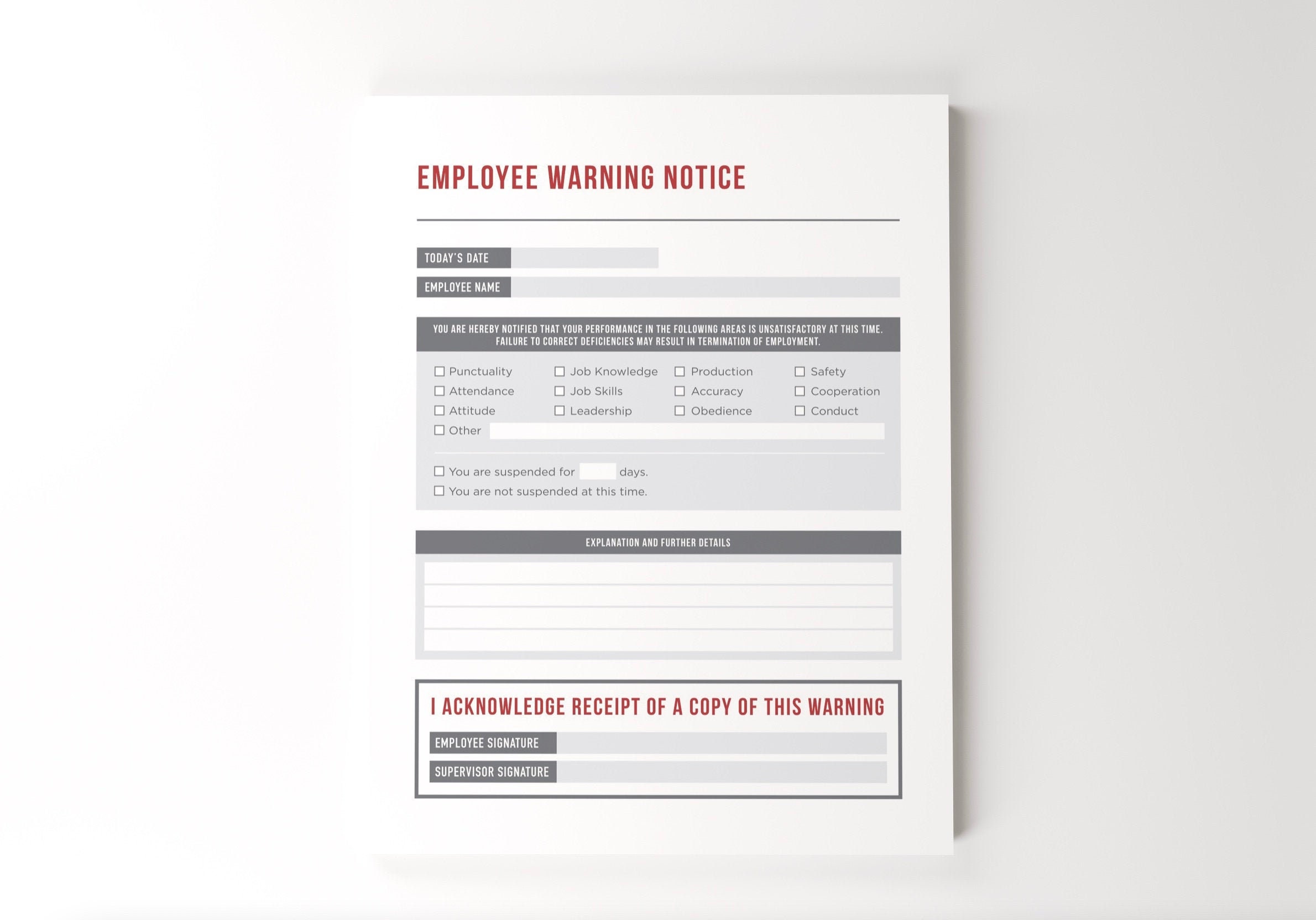 Employee Warning Notice | Etsy