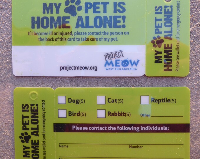 Pet Home Alone Emergency Wallet Card and Key Fob - Etsy