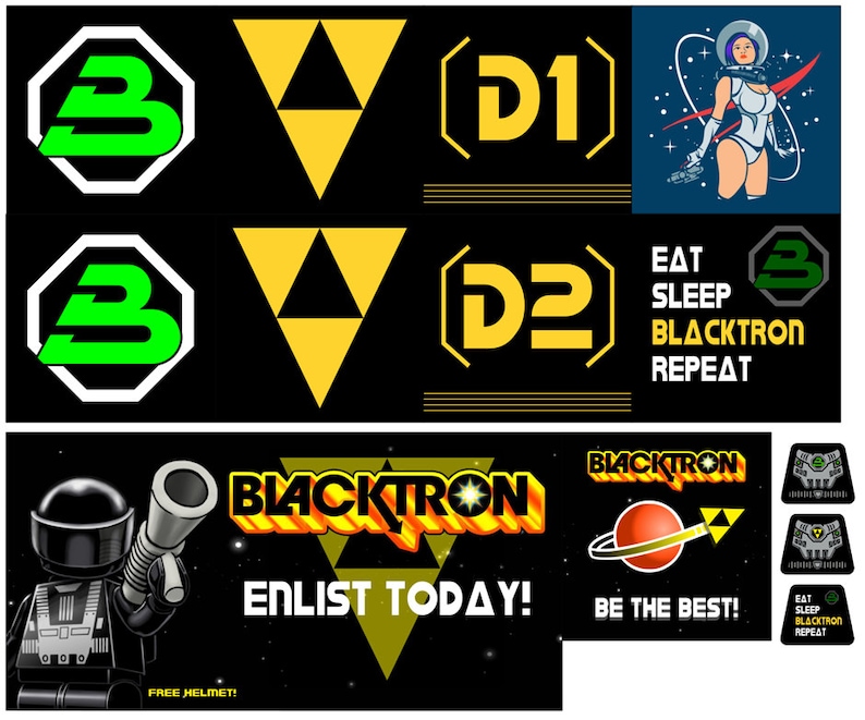 Custom Stickers for Blacktron 6876 6894 6491 6954 6987 40580 6861 6981 ...