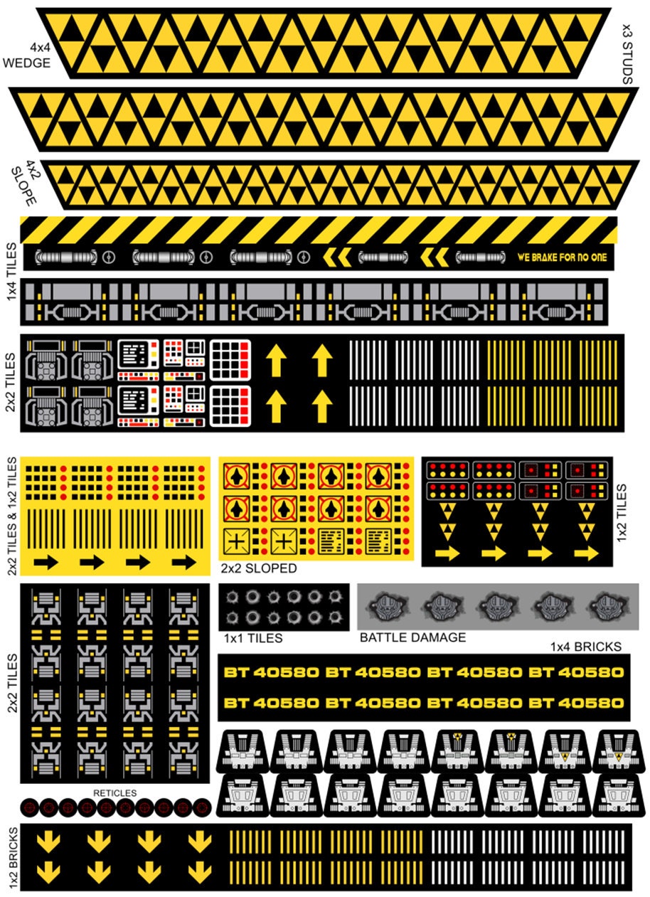 Custom Stickers for Blacktron 6876 6894 6491 6954 6987 40580 6861 6981 ...