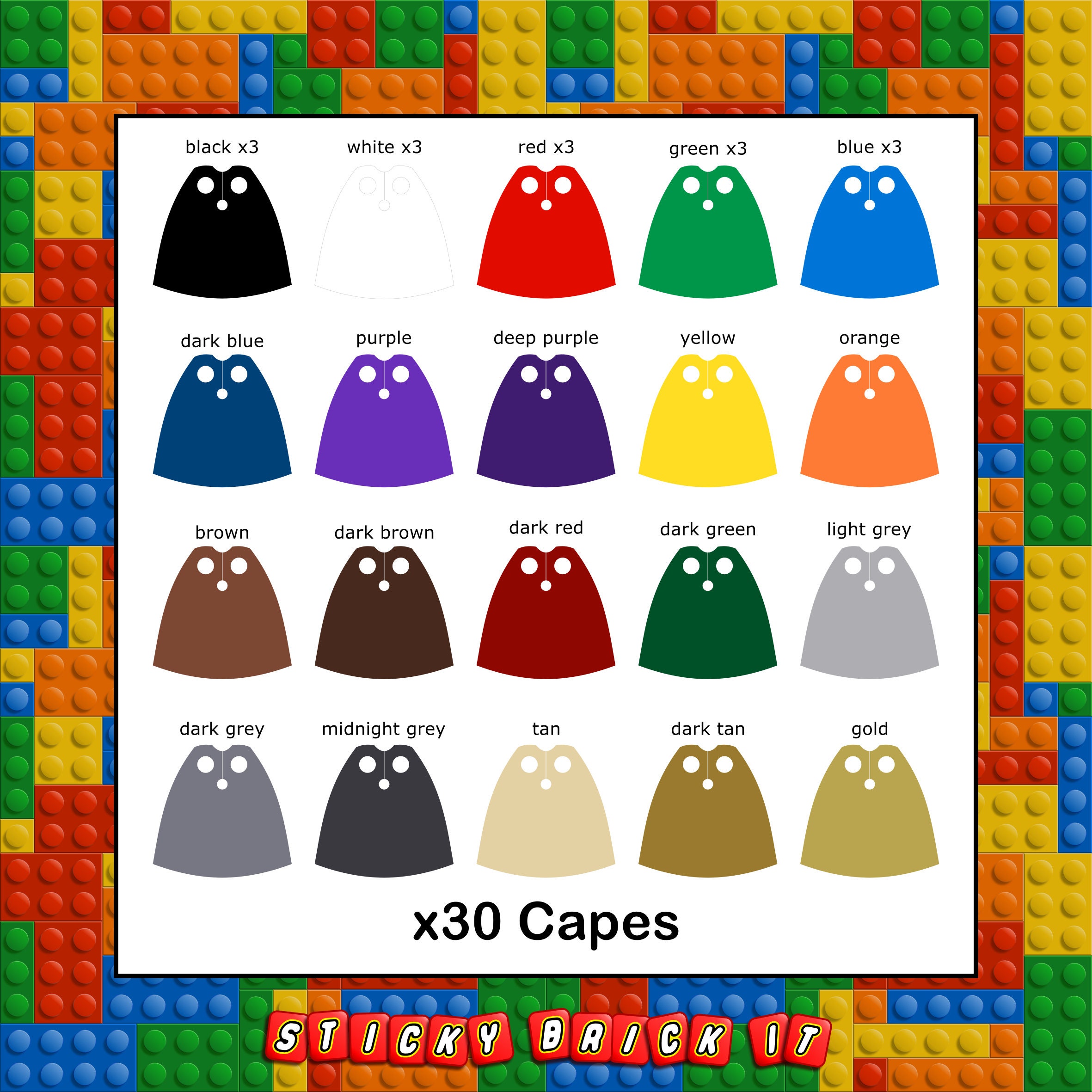 30 Custom Capes / Cloaks for Lego Minifigures City / Star Wars / Marvel ...