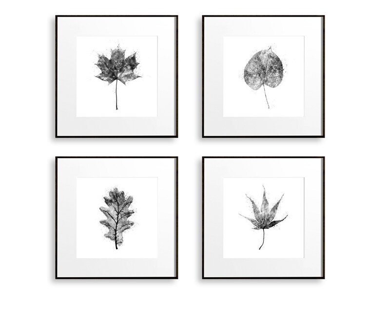 Leaf Printable Set Scandi Nature Print Set Autumn Fall Wall - Etsy