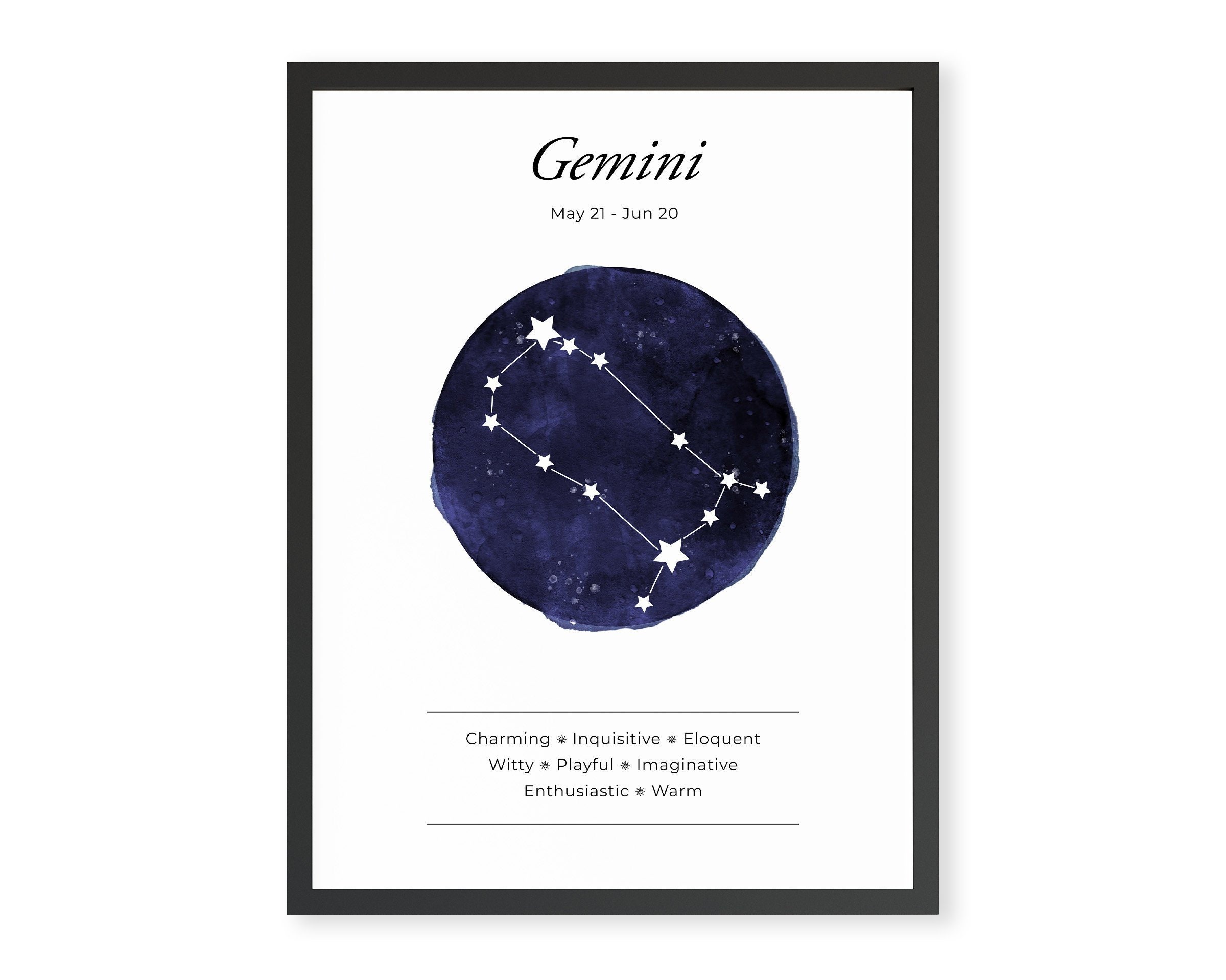 Gemini Zodiac Printable Art Horoscope Download Wall Print - Etsy