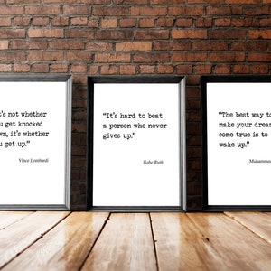 Inspirational Sports Quotes Set, Sports Printable Art, Motivational ...