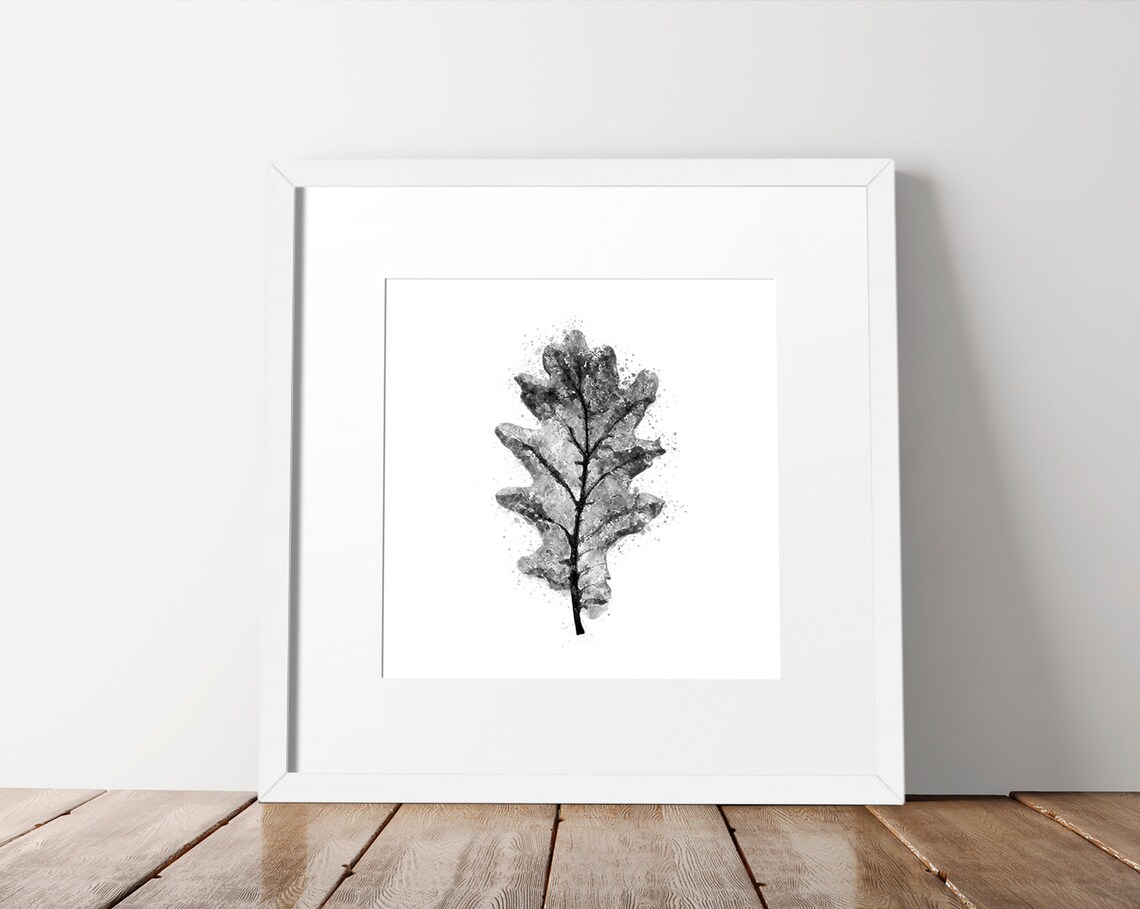 Oak Leaf Printable Art Scandi Nature Print Autumn Fall Wall - Etsy