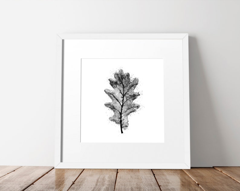 Oak Leaf Printable Art Scandi Nature Print Autumn Fall Wall - Etsy