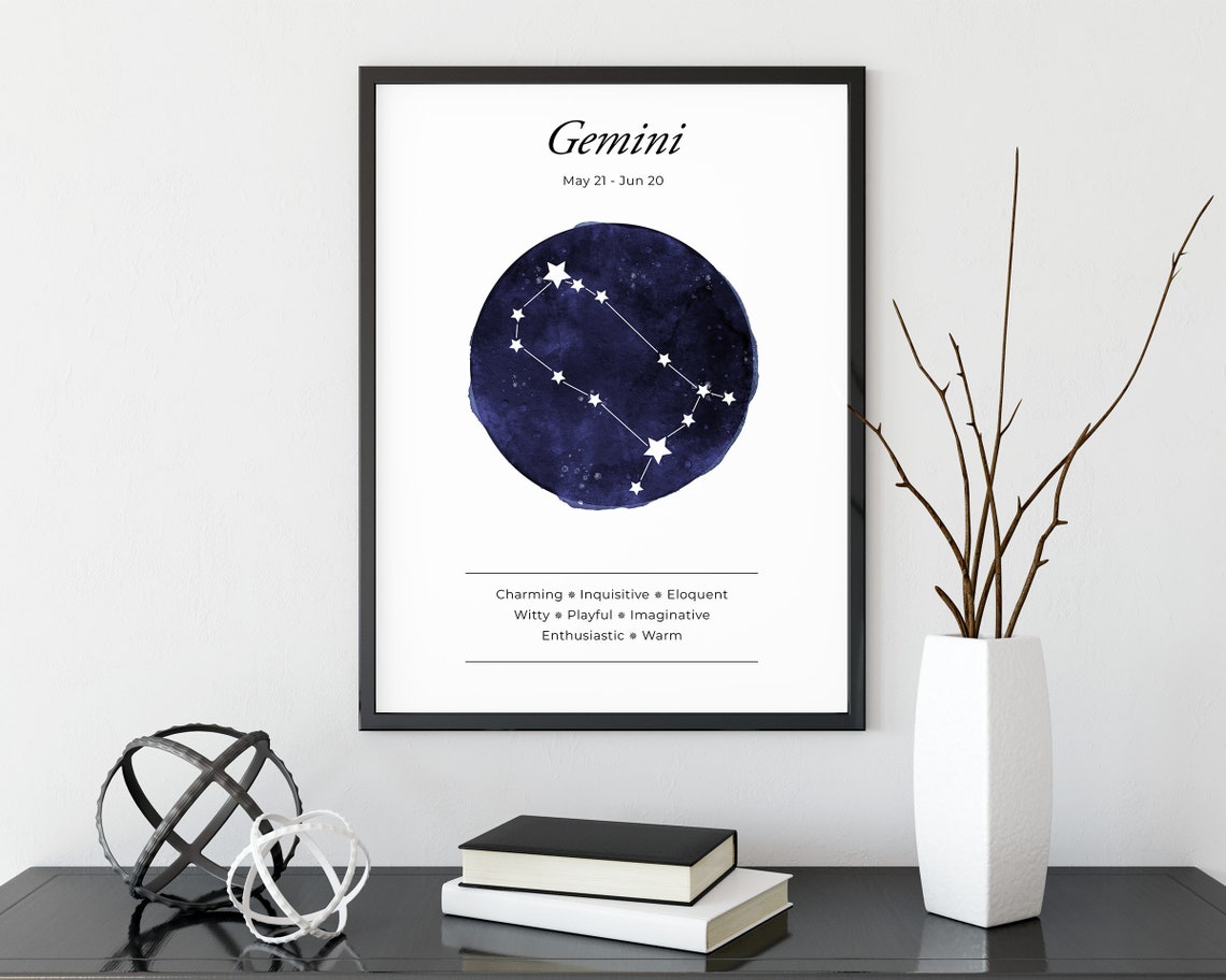 Gemini Zodiac Printable Art Horoscope Download Wall Print - Etsy