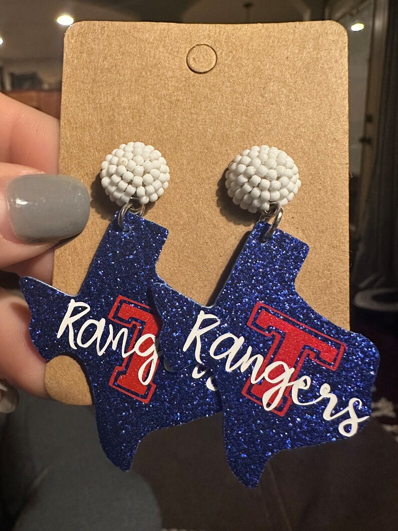 Texas Rangers Earrings World Series Jewelry TX Texas - Etsy