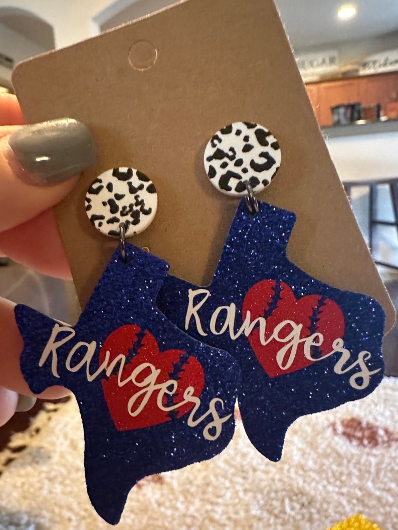 Texas Rangers Earrings World Series Jewelry TX Texas - Etsy
