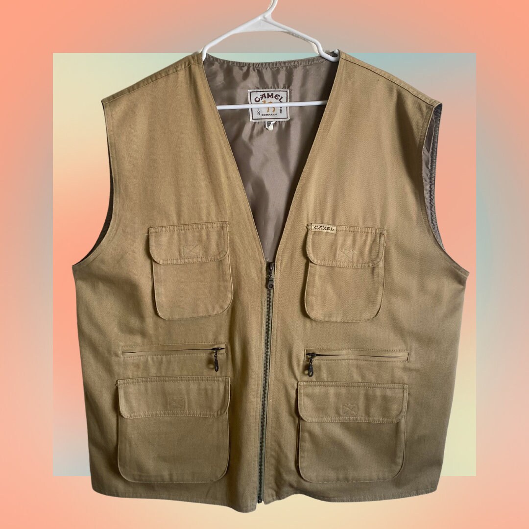 1990s Vintage Camel Utility Vest, Size XXL, Unisex - Etsy