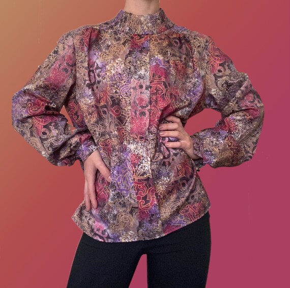 1980s / 1990s Vintage Cricket Lane High Collared Blouse | Etsy